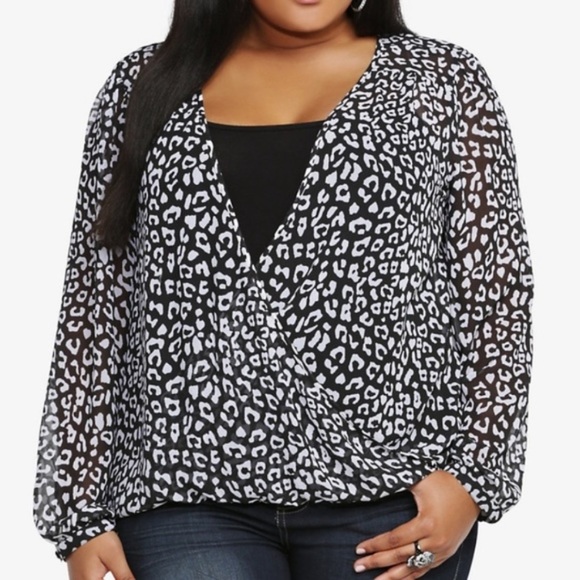 torrid | Tops | New Torrid Animal Print Chiffon Surplice Blouse 4x ...